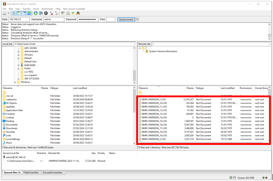 How do I Download all LD8 Data Logs?