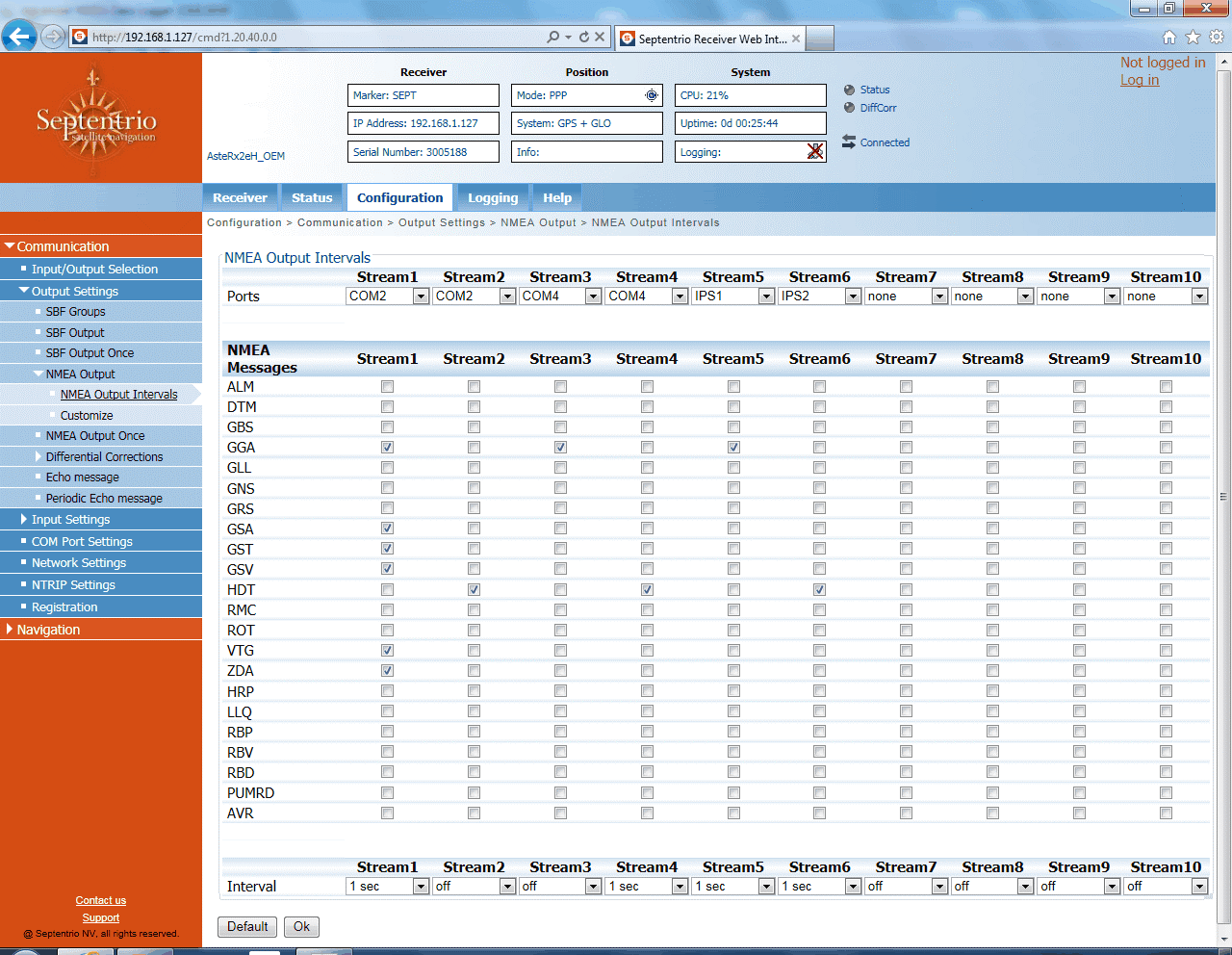 How do I Set my LD7 to Output HRP Message?