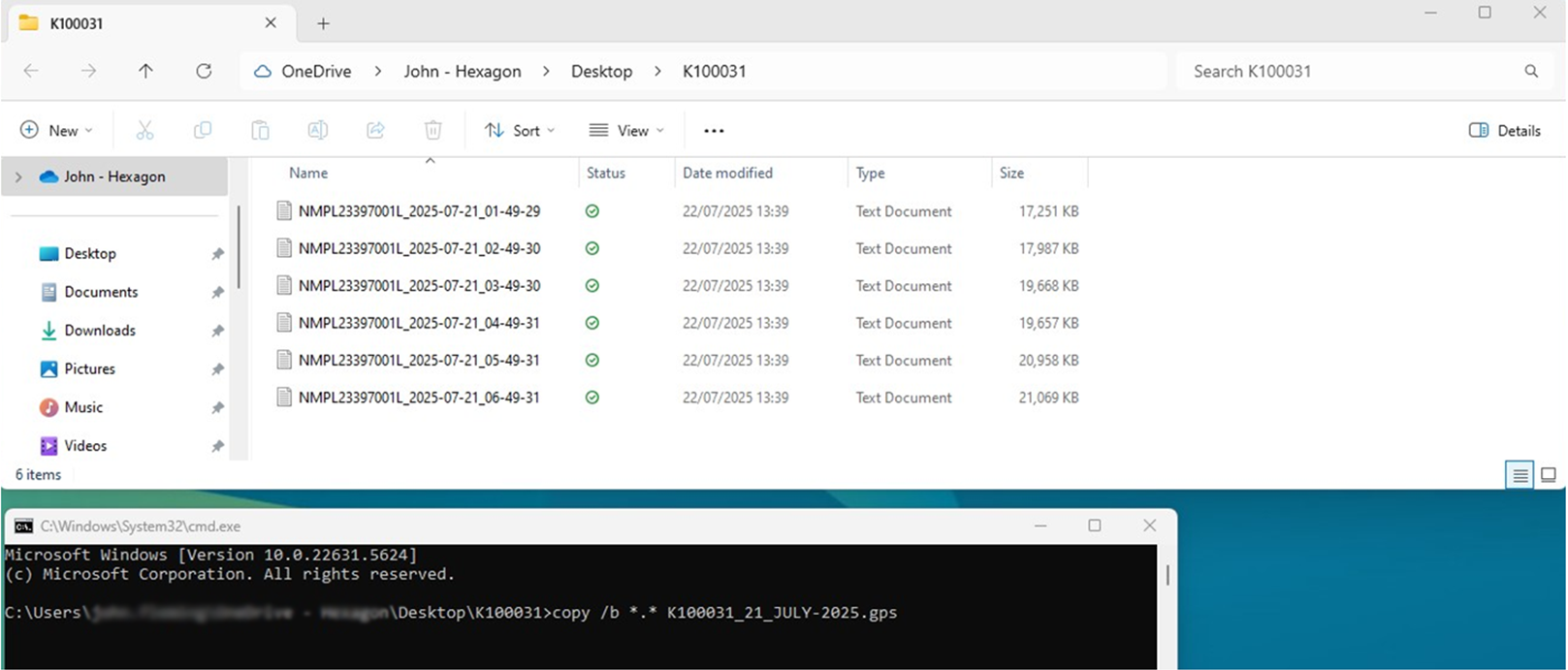 How to merge Veripos files using the COPY command