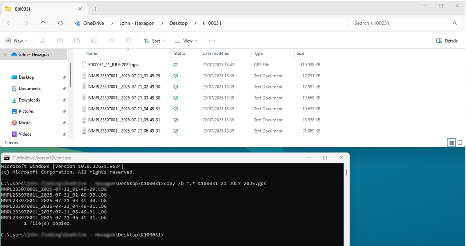 How to merge Veripos files using the COPY command